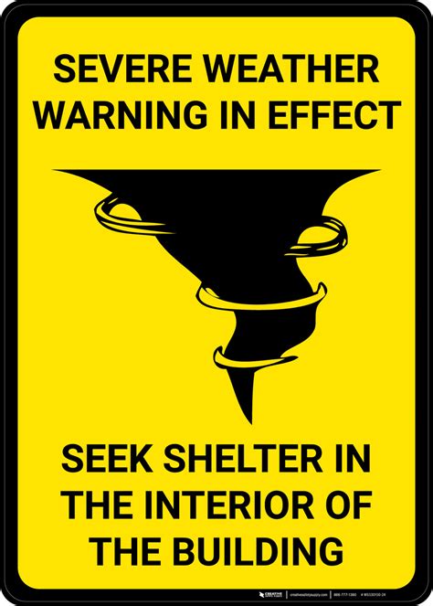 Severe Weather Warning In Effect Yellow Wall Sign