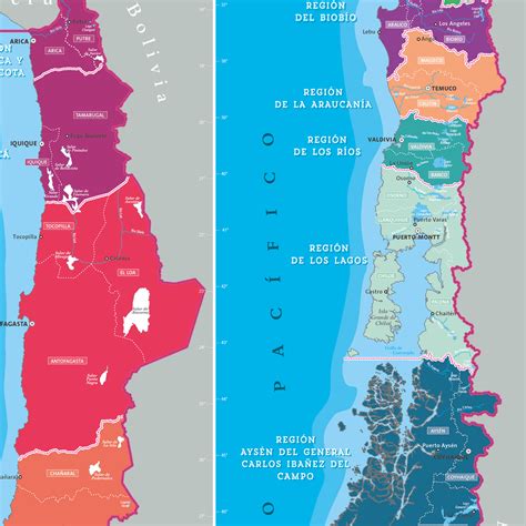 Mapa De Chile Con Nombres Regiones Y Capitales Para Descargar E Imprimir