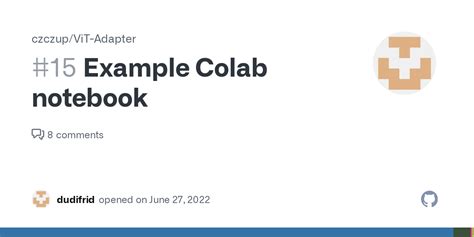 Example Colab Notebook · Issue 15 · Czczupvit Adapter · Github