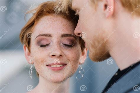 Nice Redhead Young Just Married Happy Couple Kissing In The Sunset