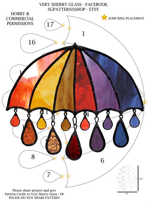 Stained Glass Pattern Very Sherry Glass Umbrella Suncatcher Etsy