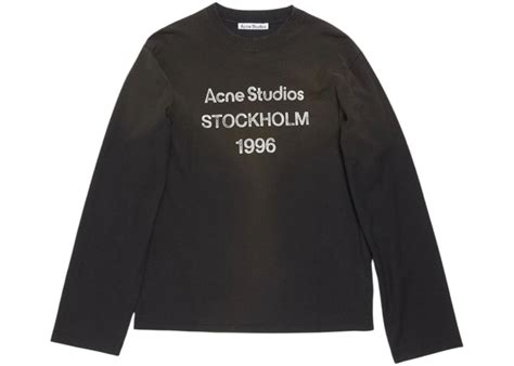Acne Studios Logo Long Sleeve T Shirt Faded Black Ss25 Gb