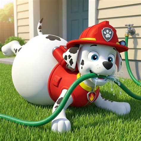 Marshalls Belly Gets Inflated With Water By Furrylover2018 On Deviantart