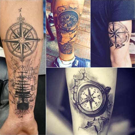Compass Tattoo Design On Elbow Tattoo Idea