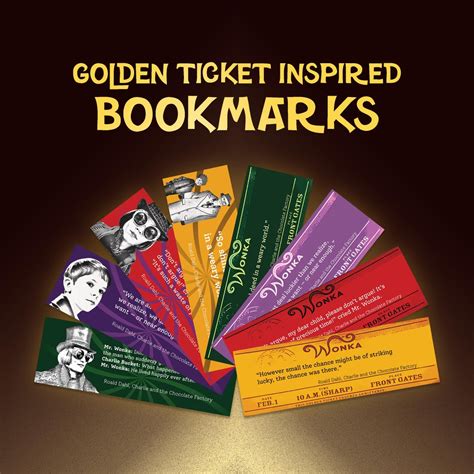 Set Of 8 Bookmarks • Golden Adventure Bookmarks • Golden Ticket