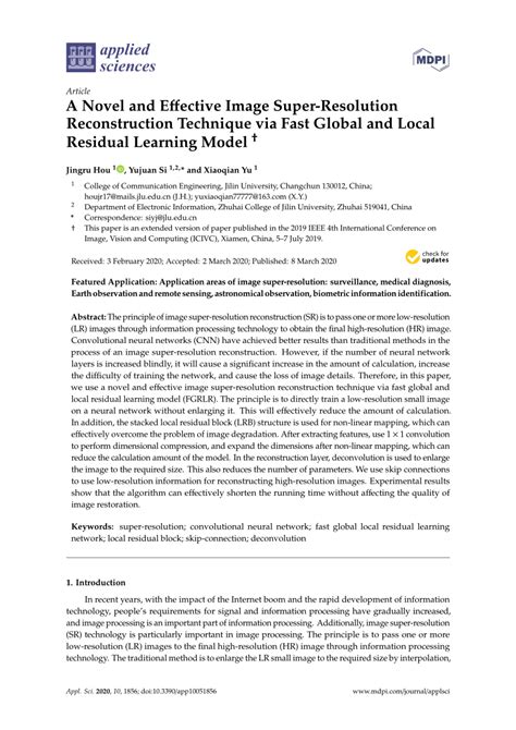 Pdf A Novel And Effective Image Super Resolution Reconstruction Technique Via Fast Global And