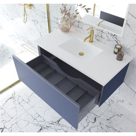 Vitri 42 Nautical Blue Wall Hung Bathroom Vanity Cabinet