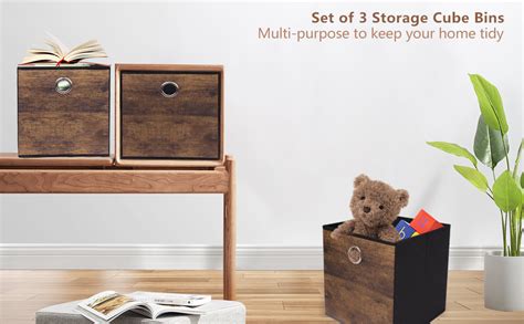 Thickened Fabric Storage Bins With Wood Grainfoldable