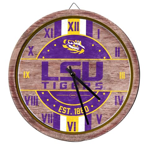 Lsu Tigers Wood Barrel Clock