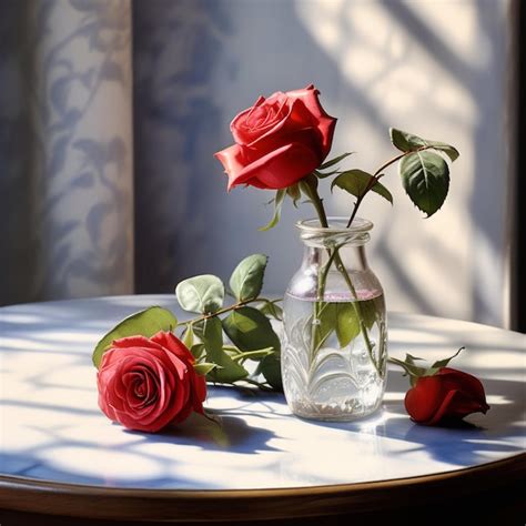 Rose On Table Premium Ai Generated Vector
