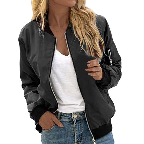Zhuashum Jackets For Women Fashion Solid Jackets Zipper Coats Casual
