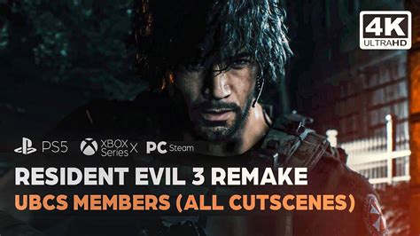 Resident Evil 3 Remake Ubcs Members All Cutscenes Ps5 ️4k ᵁᴴᴰ 60ᶠᵖˢ