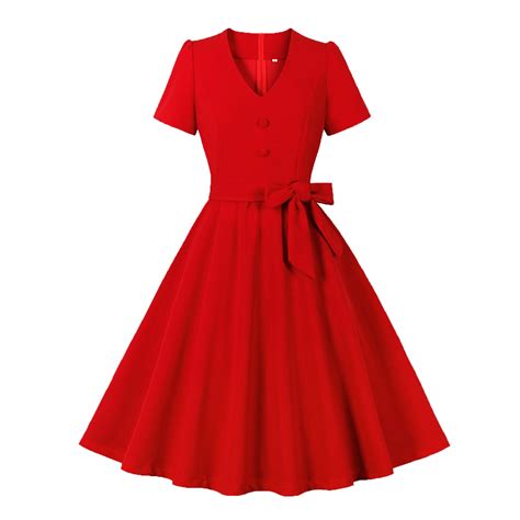 Wcmzj Women Vintage 1940s Dress Retro 40s 50s Button Down Business Work