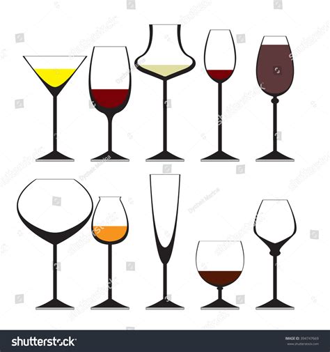 Set Wine Glasses Your Design Vector Stock Vector Royalty Free
