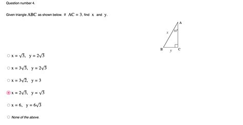 solved question number 4 given triangle abc as shown below
