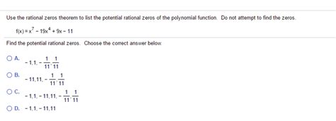Solved Use The Rational Zeros Theorem To List The Potential