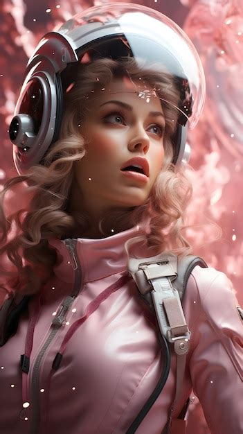 Premium Ai Image An Attractive Girl In An Astronauts Helmet And Space Suit Ai Portrait