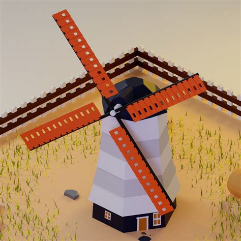 Wavehile 3d Low Poly Windmill