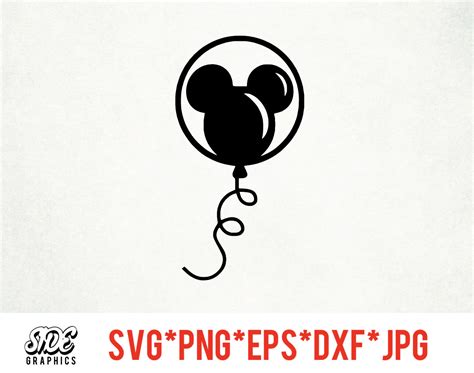 Mickey Balloon Instant Download Digital File Svg Png Eps  And Dxf Clip Art For Cricut
