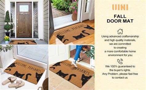 Uini Cat Welcome Mat Outdoor Door Mat Funny Black Cat