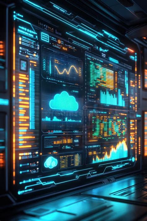 Cloud Analytic Tools A Vibrant Holographic Display Showcasing A Cloud
