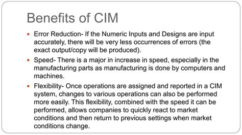 Cim Computer Integrated Manufacturing Pptx