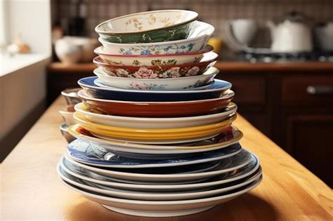 Sanitized Stack Washed Dish Generate Ai Premium Ai Generated Image