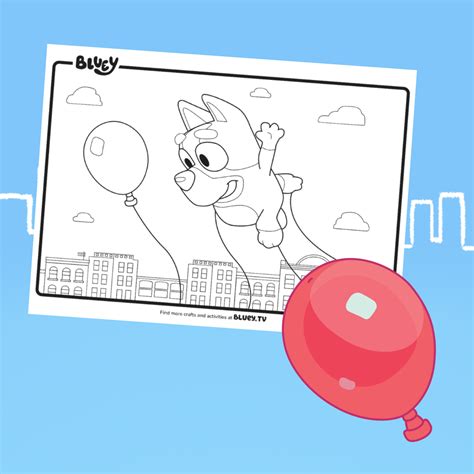 Bluey With Balloons Coloring Page