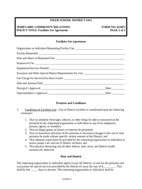 4260f Facility Use Agreement Doc Template Pdffiller