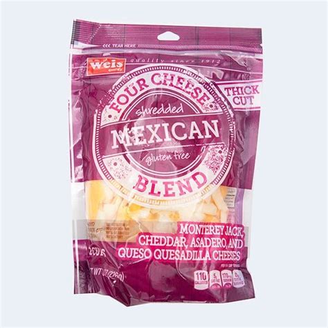 Weis Quality Shredded Four Cheese Mexican Blend 8oz Thick