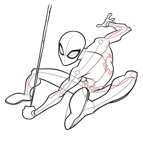 How To Draw Spider Man Swinging On Web 2017 Series Style