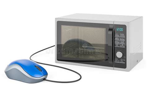 Microwave Oven With Computer Mouse 3d Rendering Stock Illustration Illustration Of Concept
