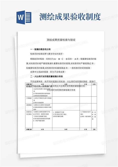 测绘成果质量检查与验收word模板下载编号qmdzkvjj熊猫办公