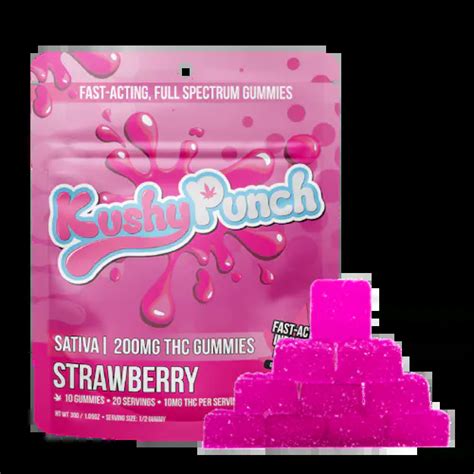 Kushy Punch Sativa Strawberry Individual Gummies 200mg Rec Exclusive