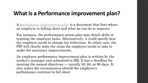 Ppt Performance Improvement Plan Example Software Developer