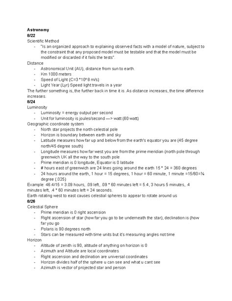Astronomy Notes Astronomy 8 Scientific Method “is An Organized