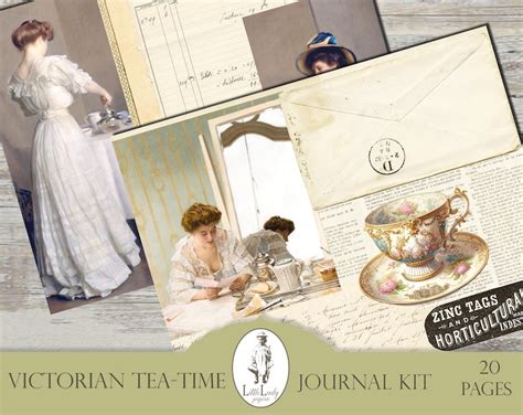 Victorian Tea Party Junk Journal Kit Jane Austen Ephemera Digital Etsy