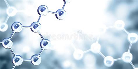 Horizontal Banner With Model Of Abstract Molecular Structure Background Of Blue Color With