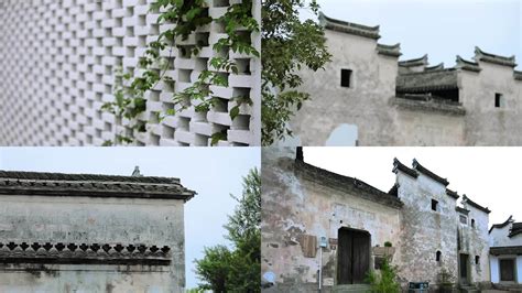 古村落斑驳墙壁古墙壁歇山顶歇山墙砖墙藤蔓视频素材下载
