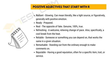 Positive Words That Start With R Nice Kind Positive R Words Esl