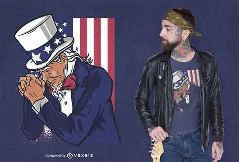 Uncle Sam Praying T Shirt Design Vector Download