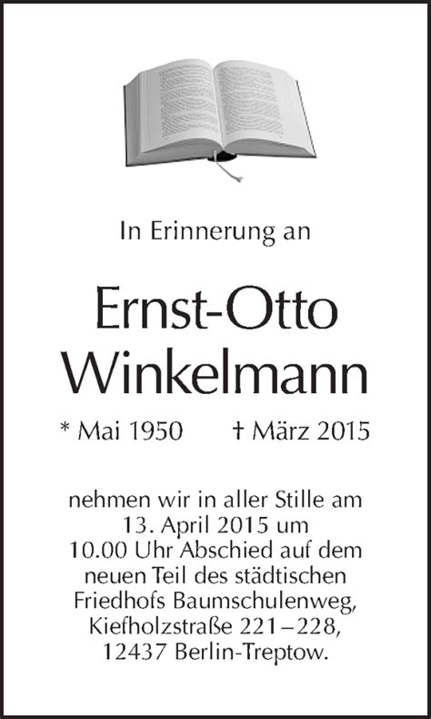 Traueranzeigen Von Ernst Otto Winkelmann Tagesspiegel Trauer