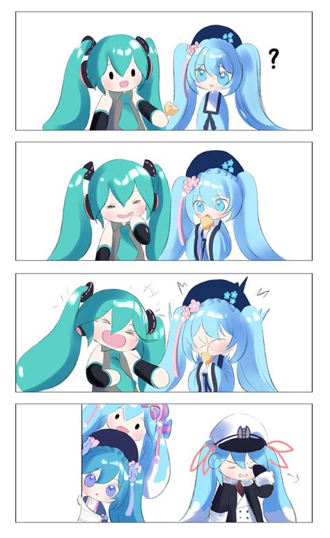 Hatsune Miku Yuki Miku Yuki Miku And Yuki Miku Vocaloid Drawn By
