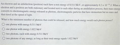 Solved An Electron And An Antielectron Positron Each Have