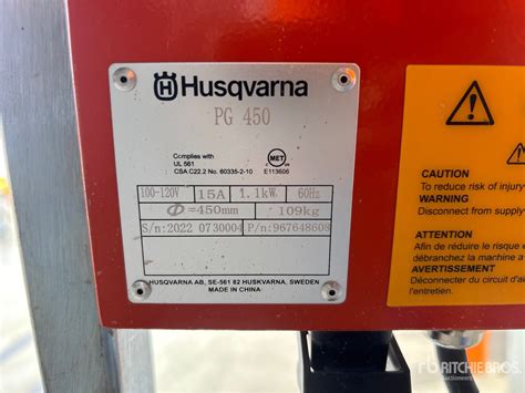 2022 Husqvarna Pg450 Electric Concrete Grinder Ritchie Bros Auctioneers