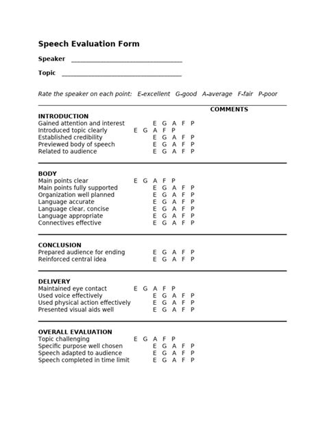 Speech Evaluation Form 1 Pdf