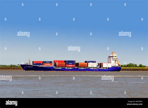 Container Ship Expansa Navigating The River Thames At Gravesend Kent