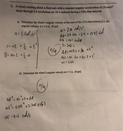solved wheel rotating about a fixed axis with a constant