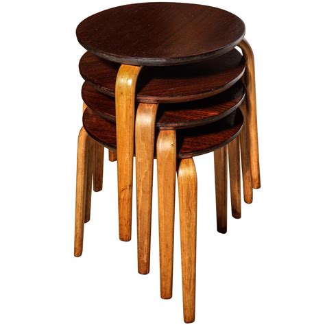 Set Of 4 Danish Stacking Stools At 1stdibs