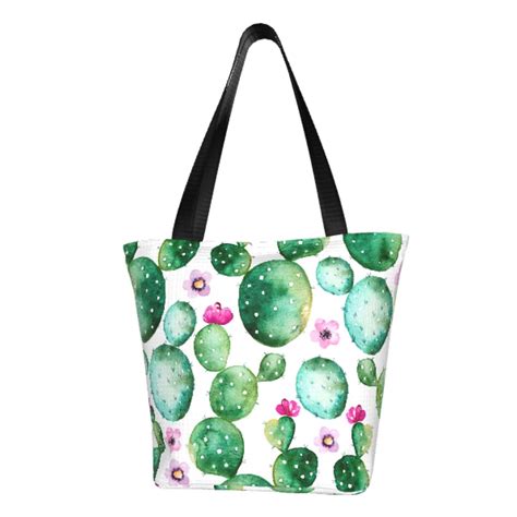 Gaeub Cactus Plants Printed Tote Bag Grocery Bag Reusable Shoulder Bag